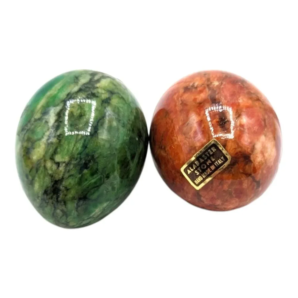Unbranded | Accents | Vintage Alabaster Stone Eggs Green Red Hand Made ...